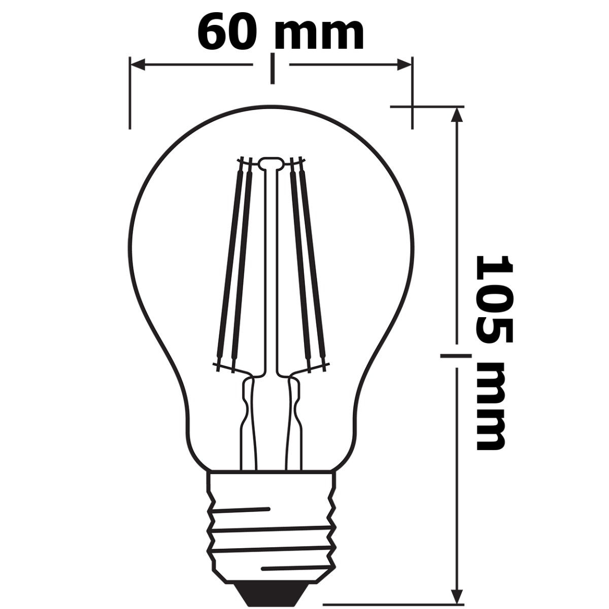 Żarówka LED E27 A60 5,8W = 60W 806lm 2700K Ciepła 300° CRI90 Filament Ściemnialna OSRAM SUPER ...