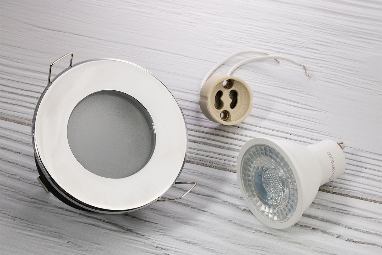 Zestaw Oprawa HALOGENOWA Hermetyczna Łazienkowa PODBITKA AQUS Chrom ...