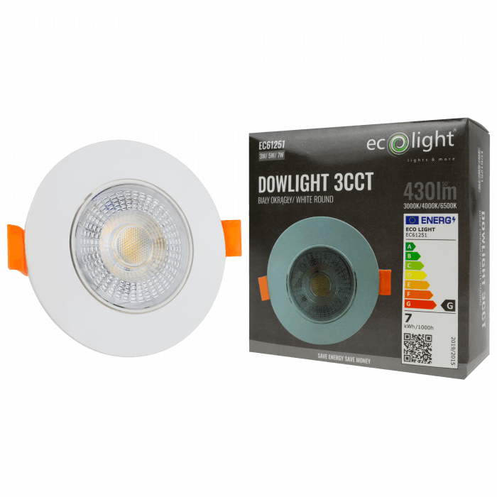 Oprawa Podtynkowa Wpuszczana LED 3W / 5W / 7W CCT Biała Okrągła ...